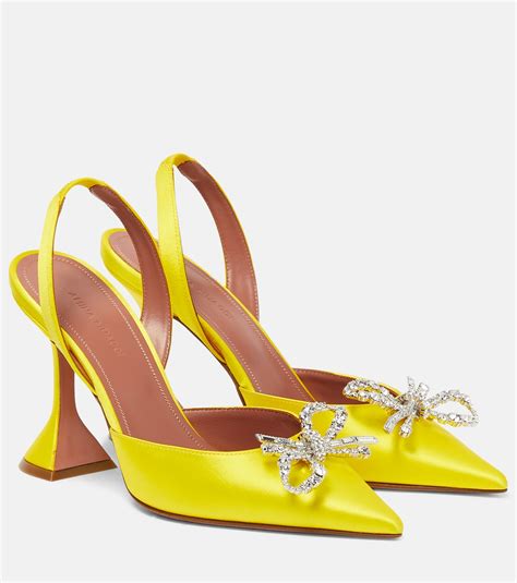 Amina Muaddi Rosie Embellished Satin Slingback Pumps Amina Muaddi