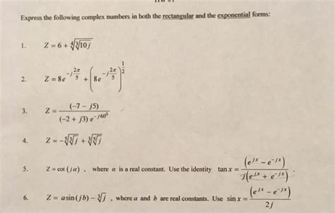 Solved Express The Following Complex Numbers In Both The Chegg