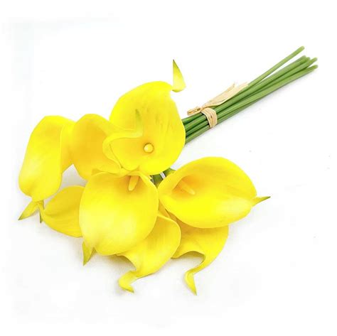 5 Buquês Flores Copos de Leite 35cm Amarelo Elo7