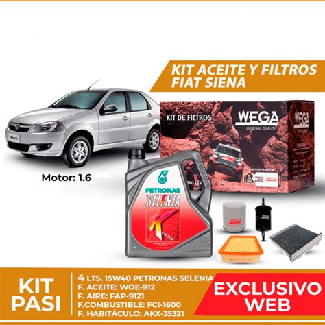 Kit Cambio De Aceite Y Filtros Para Fiat Siena Lubritodo