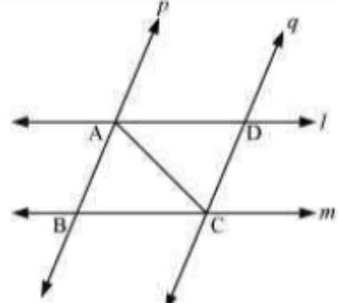 l and m are two parallel lines intersected by another pair of parallel lines p and q show that