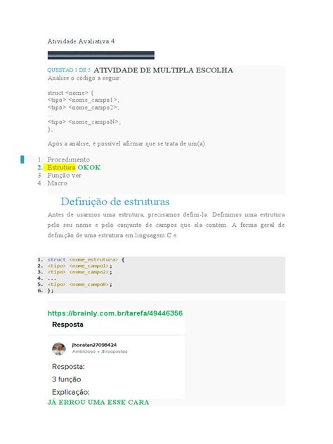 atividade objetiva 04 pdf ponteiro programação de computadores ciência da computação