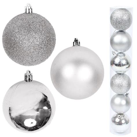 Kit 6 Bolas De Natal 7 Cm Pendente Para Árvore Mista Glitter Feira da