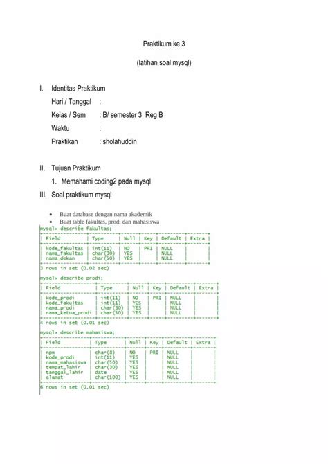 Pdf Cara Membuat Database Tabel Dan Input Data Pada Mysql