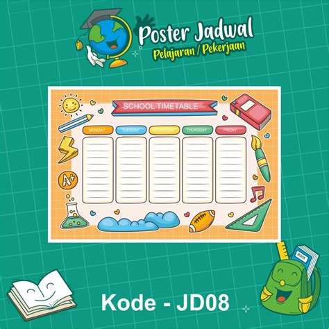 Jual Poster Jadwal Pelajaran Jadwal Pekerjaan Jadwal Piket Jadwal