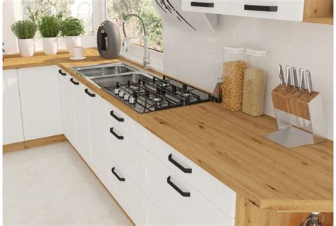 Meble kuchenne Luna białe dąb artisan 250cm pj meble