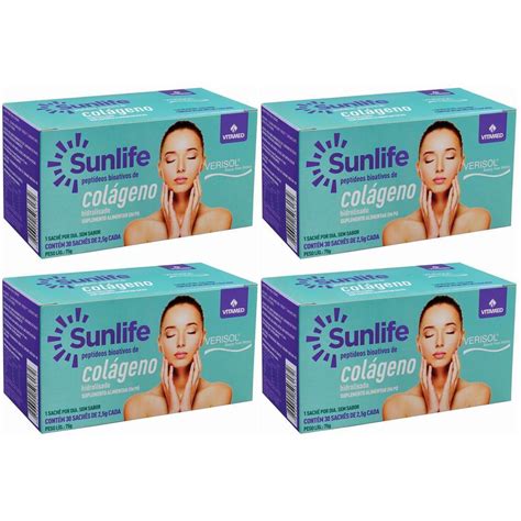 Kit 4 Peptídeos Colágeno Hidrolisado Verisol Vitamed 30 Sachês Submarino