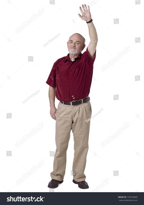 Portrait Old Man Raising His Hand Stock Photo 125579669 Shutterstock