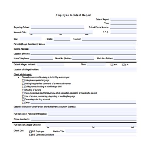 Employee Incident Report Templates New Creative Template Ideas