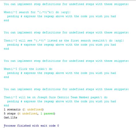 creating cucumber step definitions