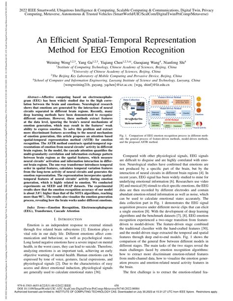 pdf an efficient spatial temporal representation method for eeg emotion recognition