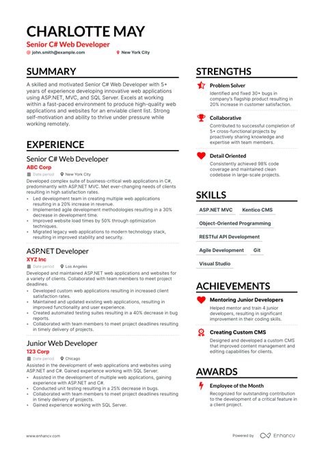 Asp Net Developer Resume Examples Guide For