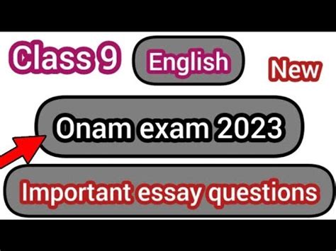 Class Onam Exam English Important Questions Th English