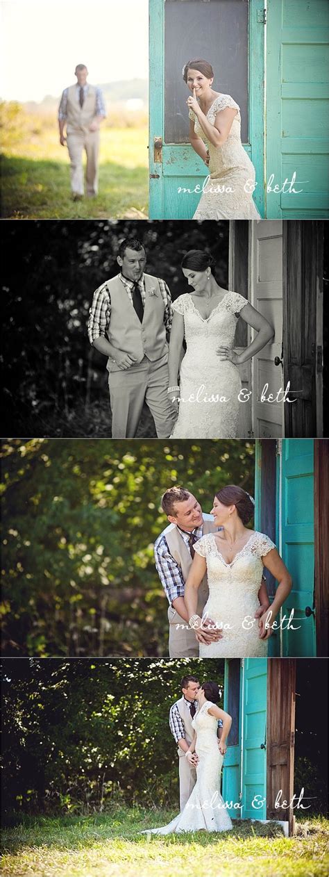 Priceless First Look With Bride And Groom Doors Propped Up In A Field