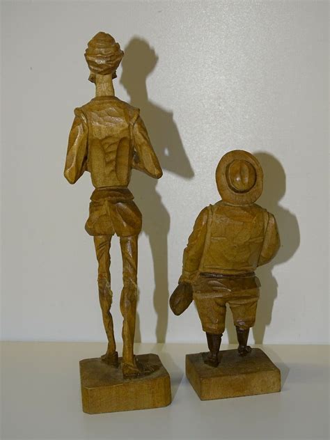 STATUETTES BOIS DON QUICHOTTE SANCHO PANZA OURO MADE IN SPAIN