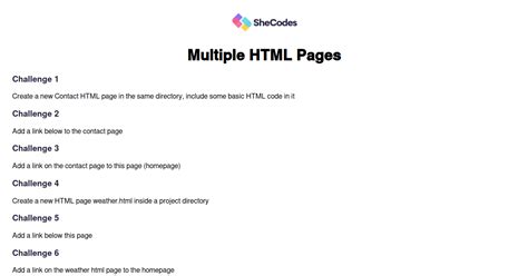 Multiple HTML Pages Challenge Forked Codesandbox