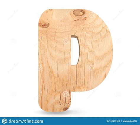 3D Decorative Wooden Alphabet Capital Letter P Stock Illustration