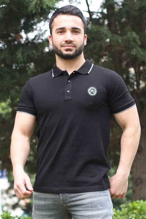 Madmext Arma Detaylı Polo Yaka Siyah Tişört 3052