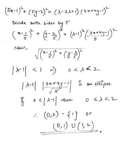 the equation 5x 1 2 5y 2 2 lambda 2 2lambda 1 3x 4y 1 2 represents an