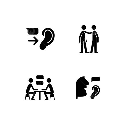 Un Conjunto De Iconos De Glifos Negros Que Representan La Comunicación