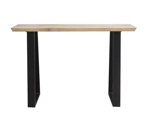 Console Industrielle En Bois Clair Manguier Massif Et Métal Noir L120