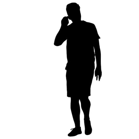 Silueta Negra Hombre De Pie Personas Sobre Fondo Blanco Vector Premium