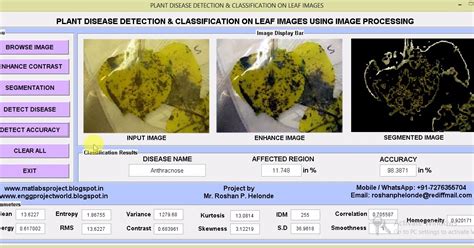 plant disease detection and classification on leaf images using image processing matlab project