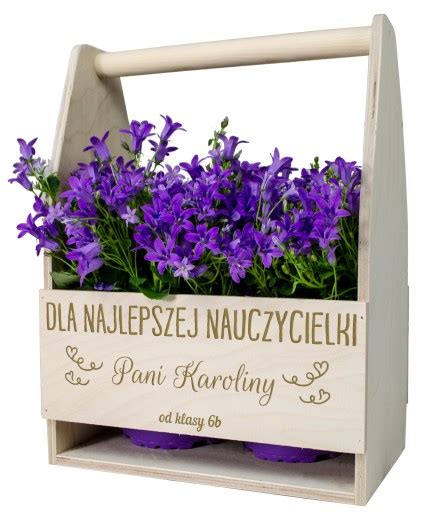 SKRZYNKA KWIATY DONICZKA GRAWER DZIEŃ NAUCZYCIELA Doniczka na kwiaty