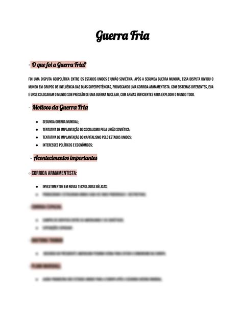 Solution Resumo Guerra Fria Studypool