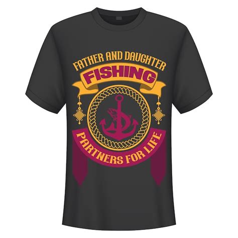 Uma Camiseta Preta Que Diz Pai E Filha Pescando Nela Vetor Premium