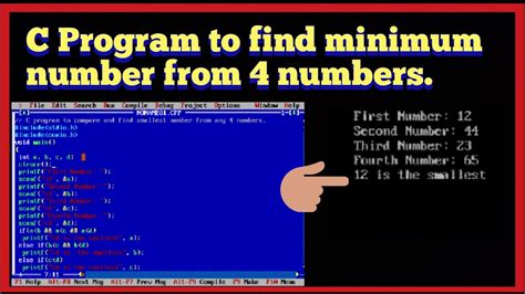 c program to get minimum number among 4 numbers minimum number from 4 numbers using c program