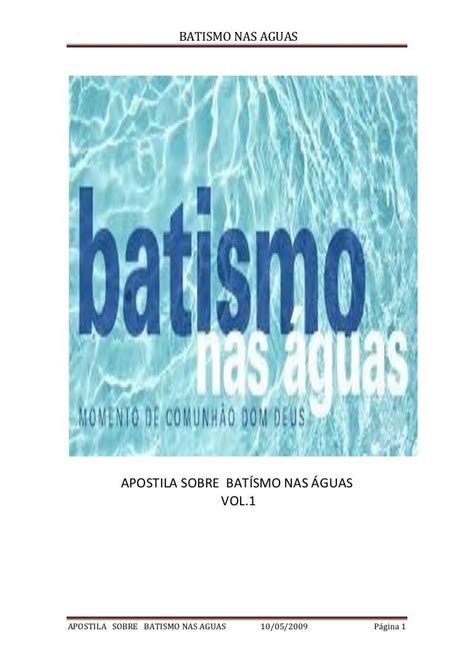 Apostila Sobre O Batismo Nas Aguas Volume 1 Pdf