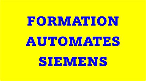 Formation Automates Siemens S Le On Youtube