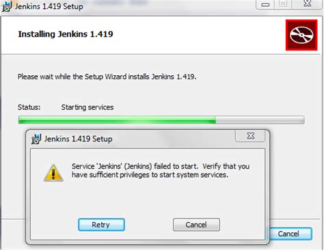 Windows Jenkins Install Service Start Failure Server Fault