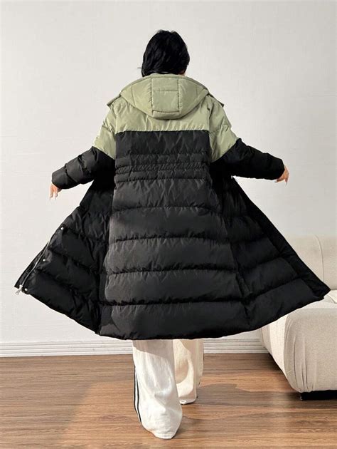 SHEIN EZwear Parka Lungo Imbottito In Piuma D Oca Con Colletto Alto E