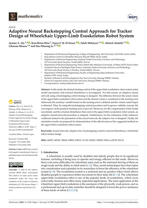 pdf adaptive neural backstepping control approach for tracker design of wheelchair upper limb