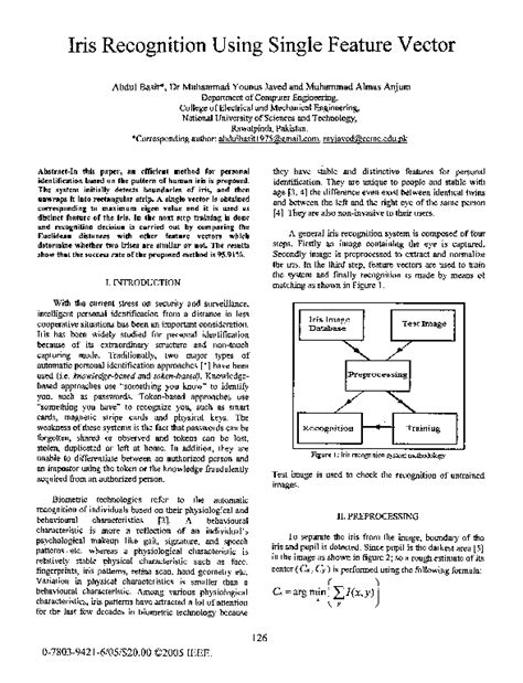 pdf iris recognition using single feature vector abdul basit