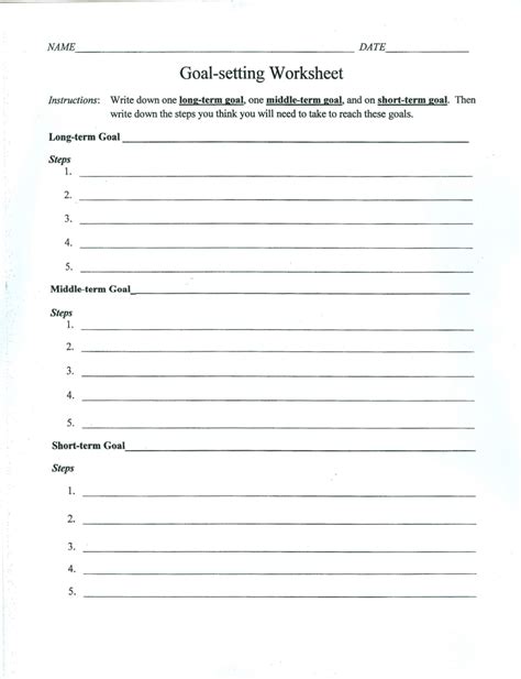Goal Setting Worksheet 16 Examples Format Pdf Tips