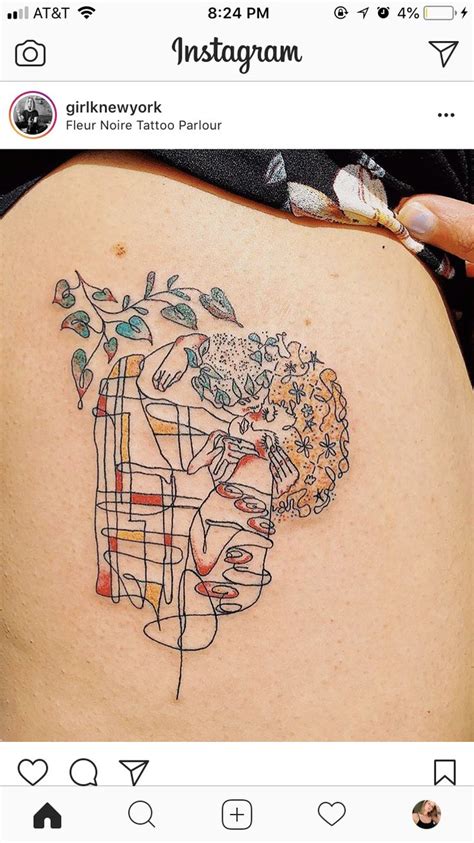Amazing Gustav Klimt Line Tattoo Line Tattoos Tattoos Klimt Tattoo