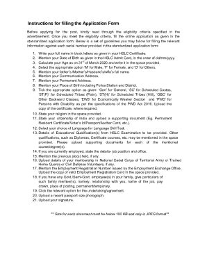 Fillable Online Instruction For Filling The Online Application Form Fax