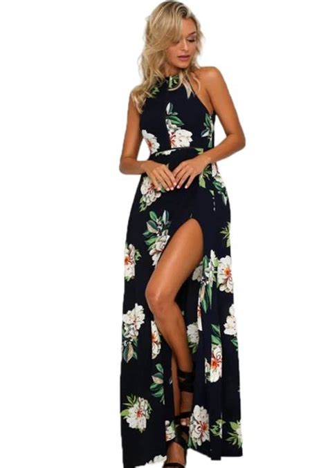 Długa Letnia Sukienka BOHO Kwiaty Maxi Long 42 XL 7392164789