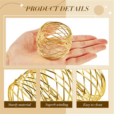 Bokon 100 Pcs Round Mesh Napkin Rings Handmade Round Napkin Rings Metal