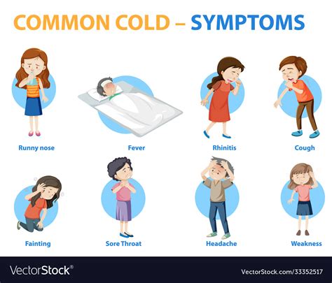 Common Cold Symptoms Cartoon Style Infographic Vector Image Free