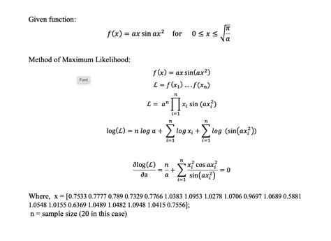 maximum likelihood estimator of pdf involving sine function cross validated