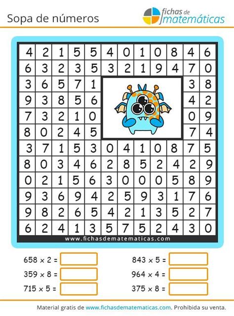 A Sud Puzzle With Numbers And An Image Of A Monster On The Side In Spanish