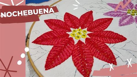 138 Cómo bordar una nochebuena roja Canasta con nochebuenas Say