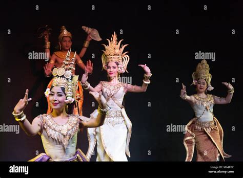 Classical Apsara Dancers Performing Traditional Cambodia Dance Phnom