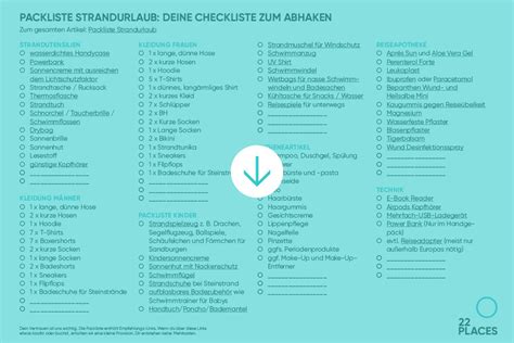Entlang Wafer Einrichtung Checkliste Koffer Packen Strandurlaub