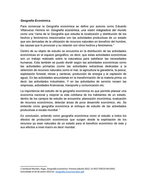 Ensayo sobre que es Geografía Económica Geografía Económica Para