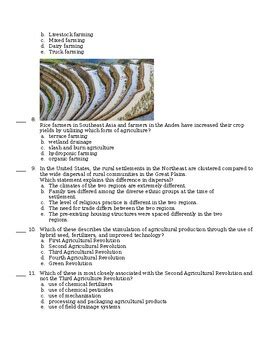 AP Human Geography Unit 5 Test Agricultural Rural Land Use TPT